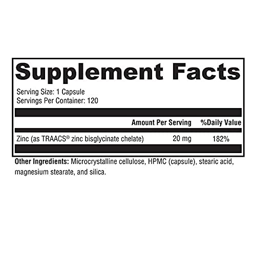 120 capsules of zinc supplement