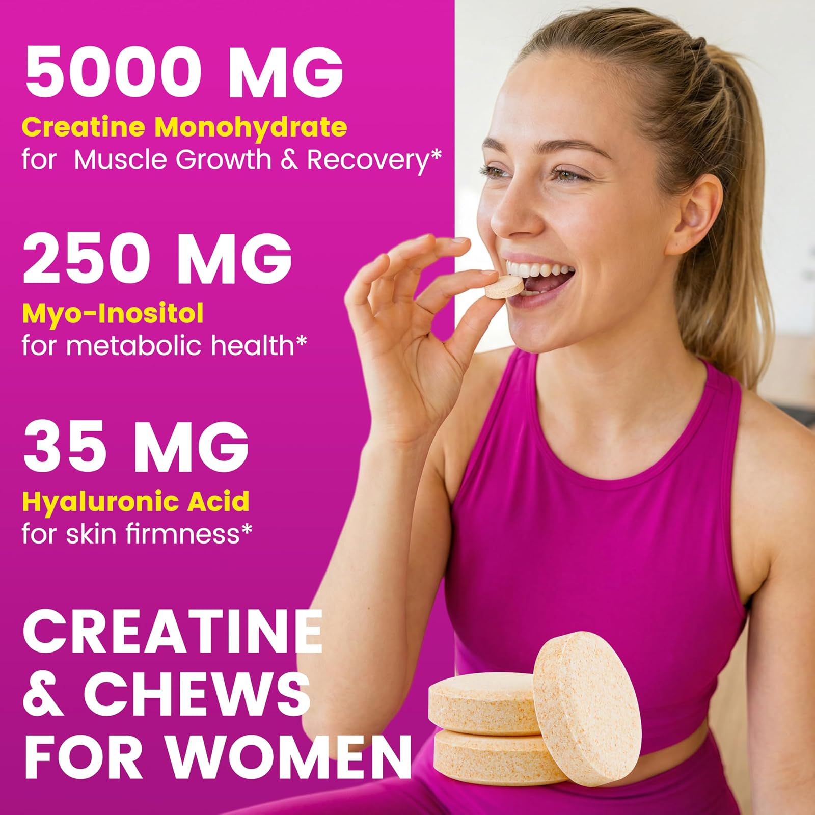 120 chewable creatine tablets for energy