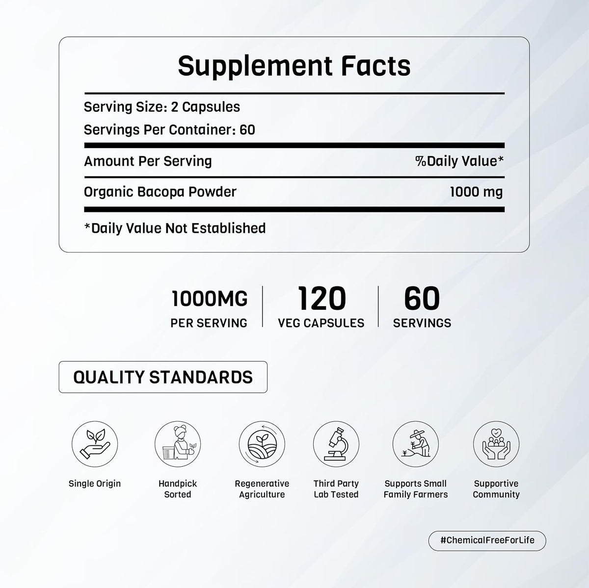 120 count Bacopa Monnieri herbal capsules