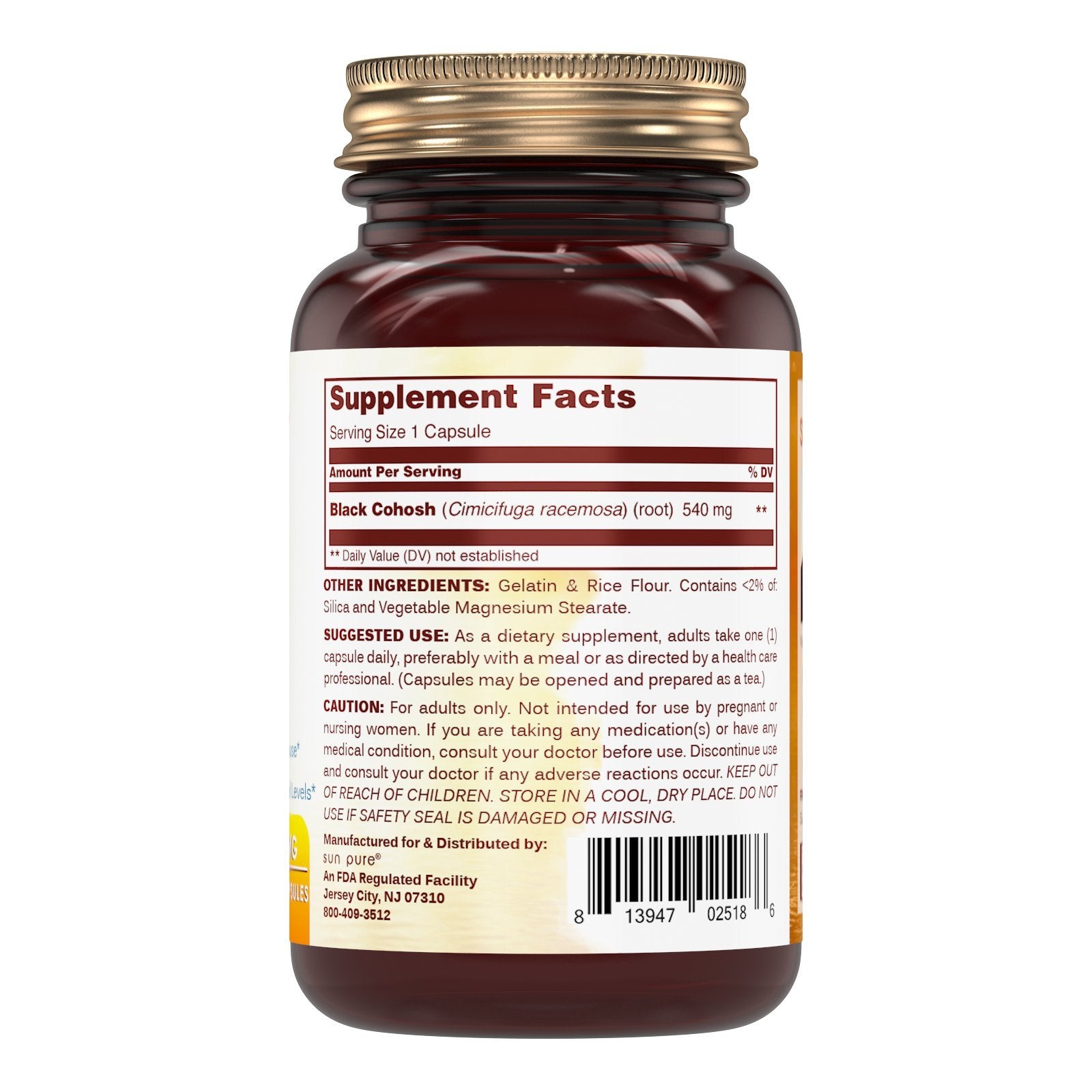 120 count black cohosh glass bottle