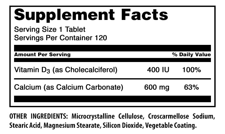 120 count calcium tablets made in Canada