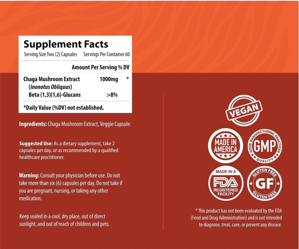 120 count chaga mushroom supply