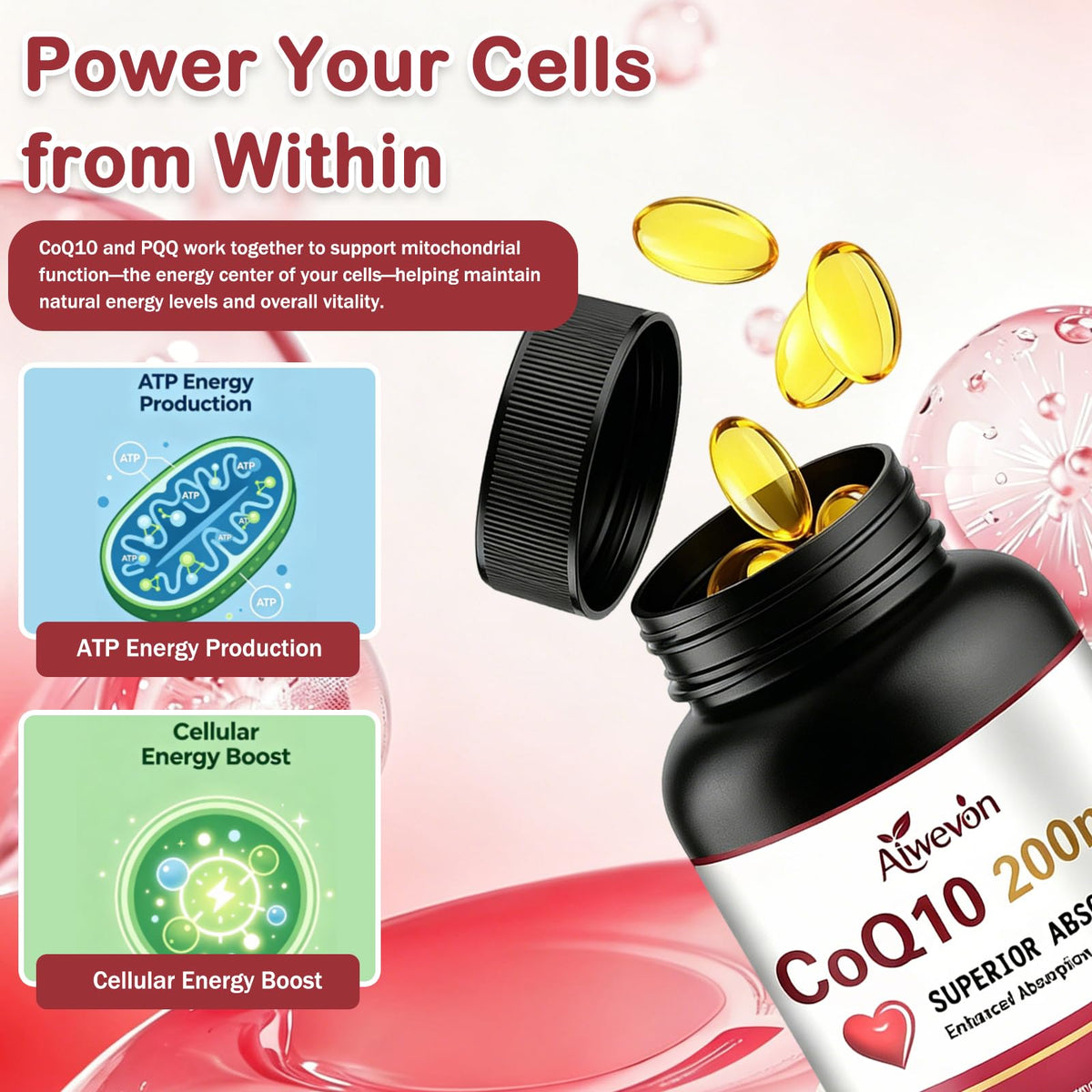 120 count CoQ10 softgels for energy