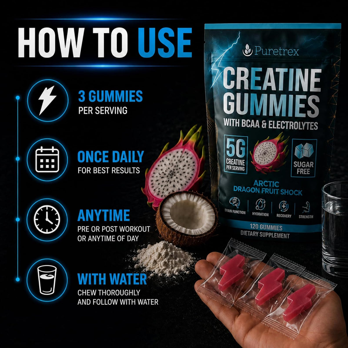 120 count creatine gummy supplements