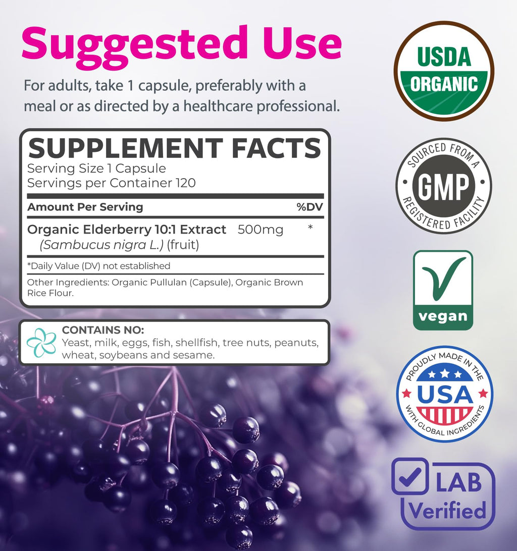 120 count elderberry capsules for daily health