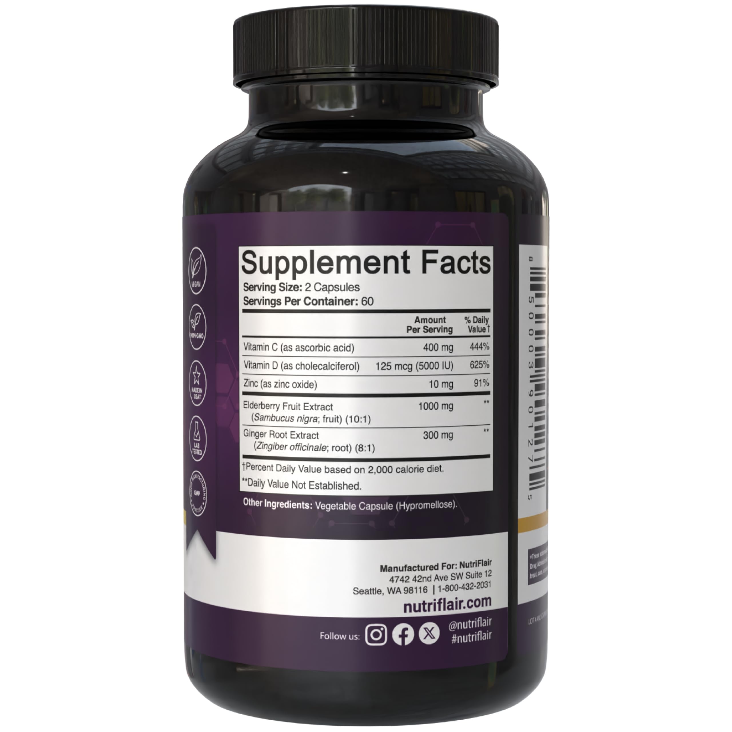 120 count elderberry capsules for health