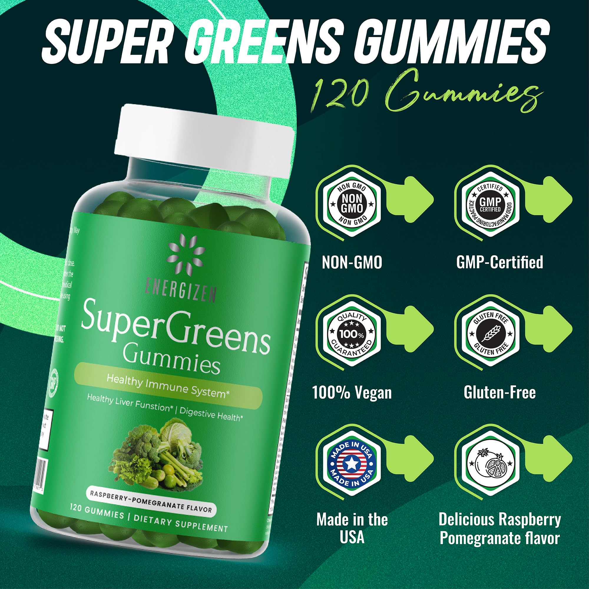 120 count green superfood gummies