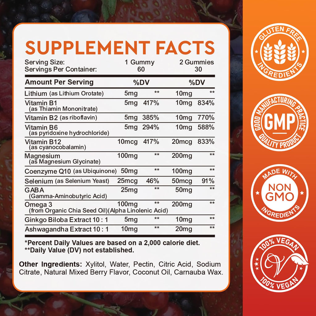 120 count Lithium Orotate gummy supplements