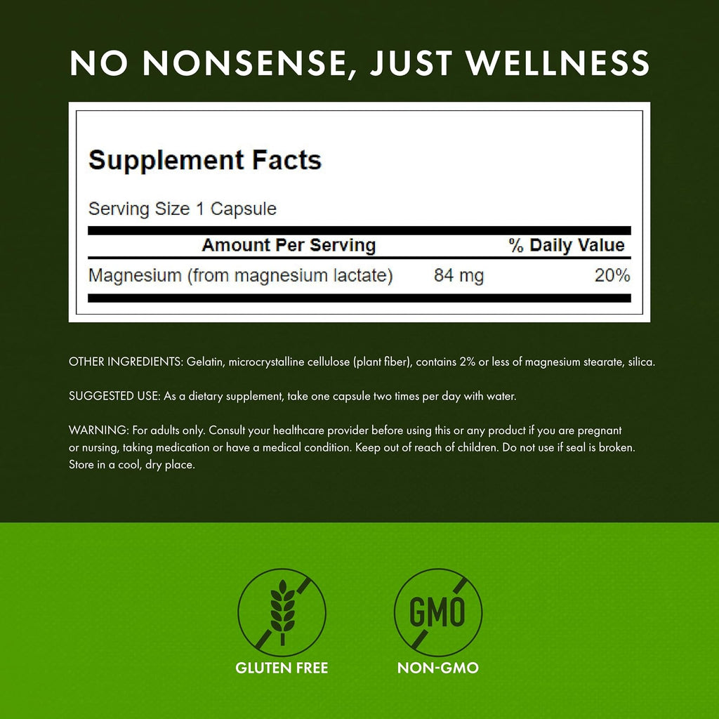 120 count magnesium lactate supplement