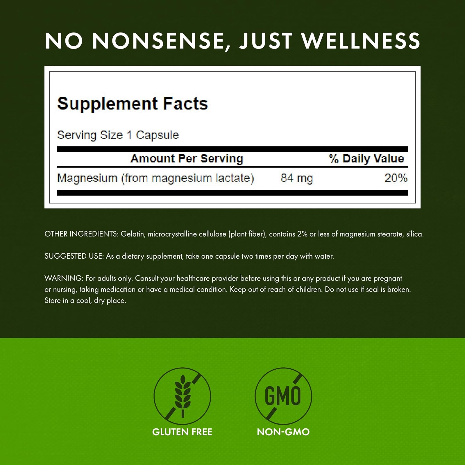 120 count magnesium lactate supplement