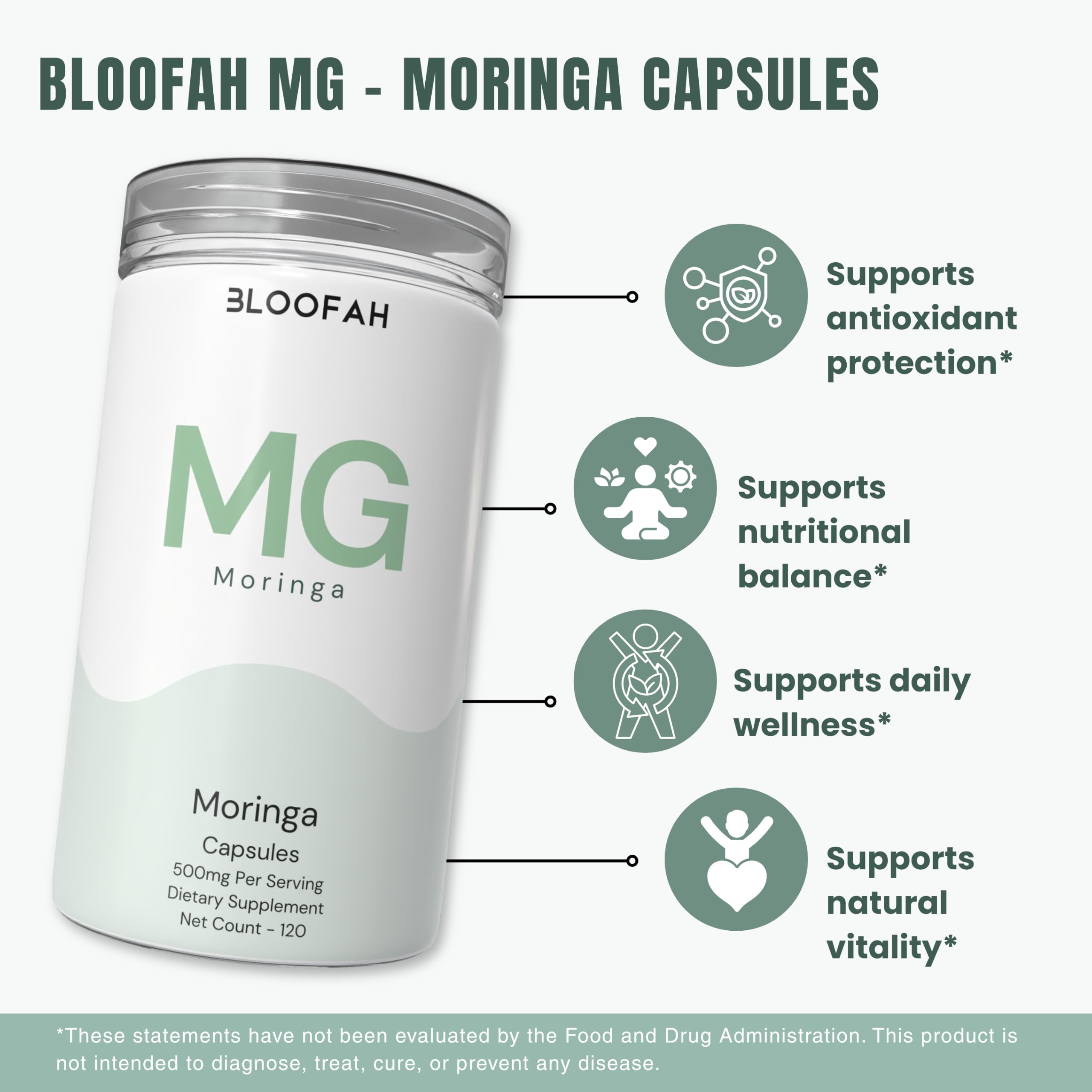 120 count Moringa capsules for health