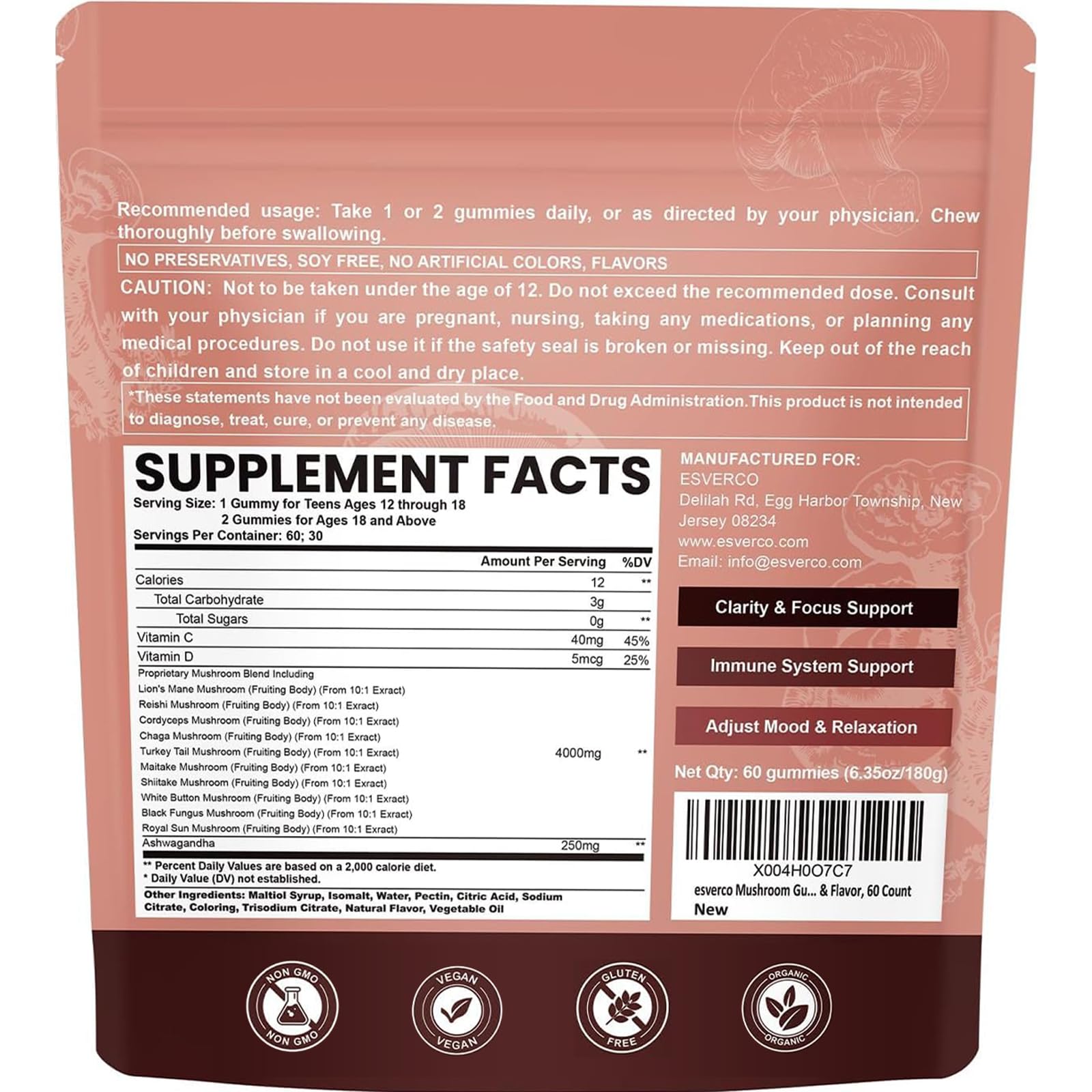 120 count mushroom extract for daily use
