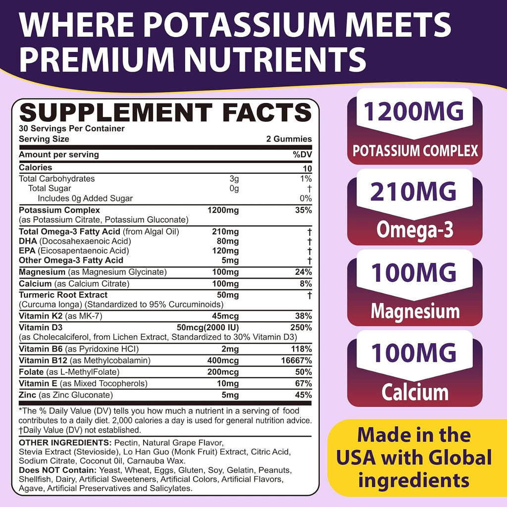 120 count potassium supplement gummies