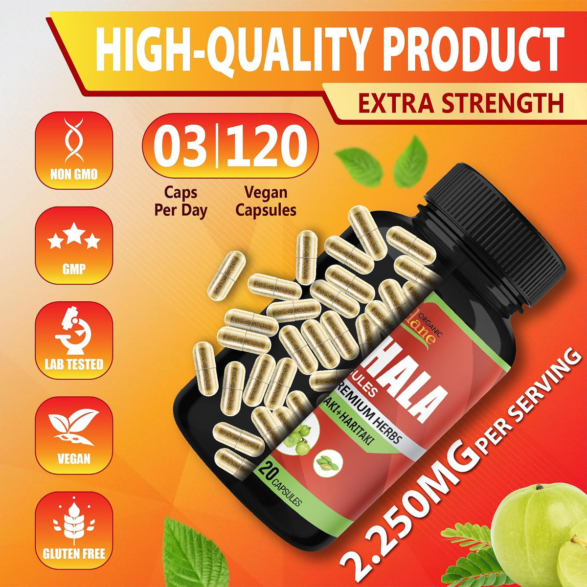 120 count Triphala for long-lasting supply