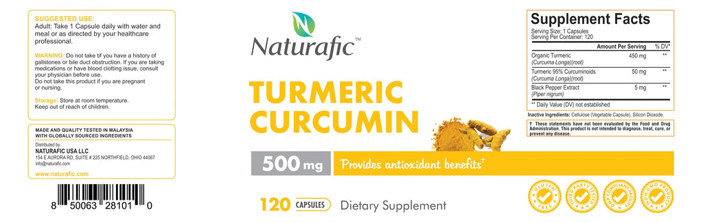 120 count turmeric capsules for long-lasting supply