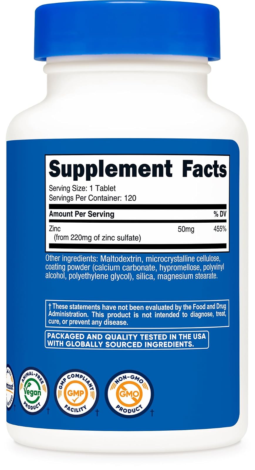 120 count zinc tablets for convenience