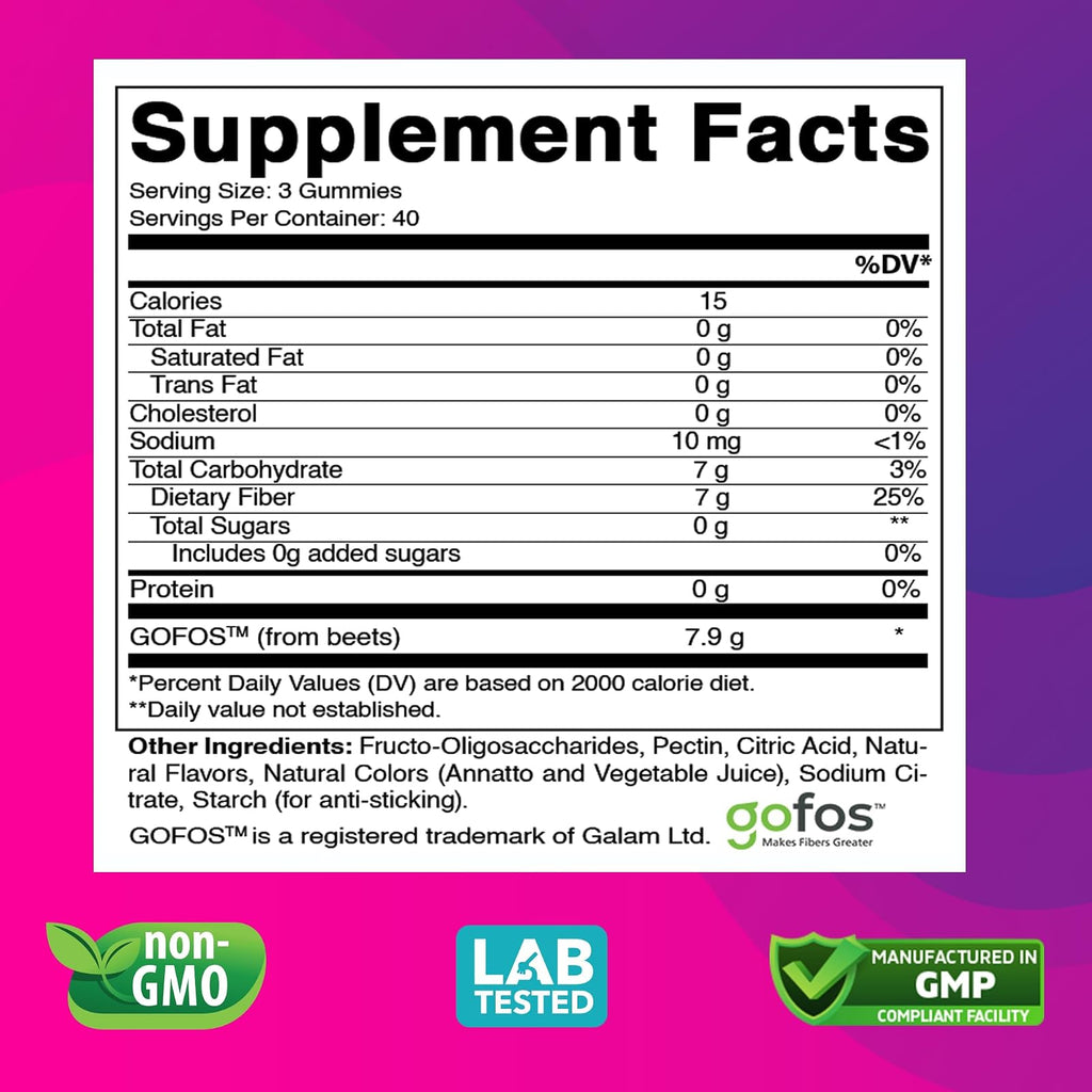 120 gummies for daily fiber intake