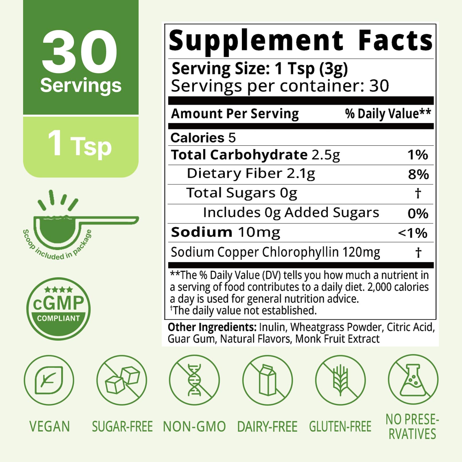 120 mg chlorophyll powder energy boost