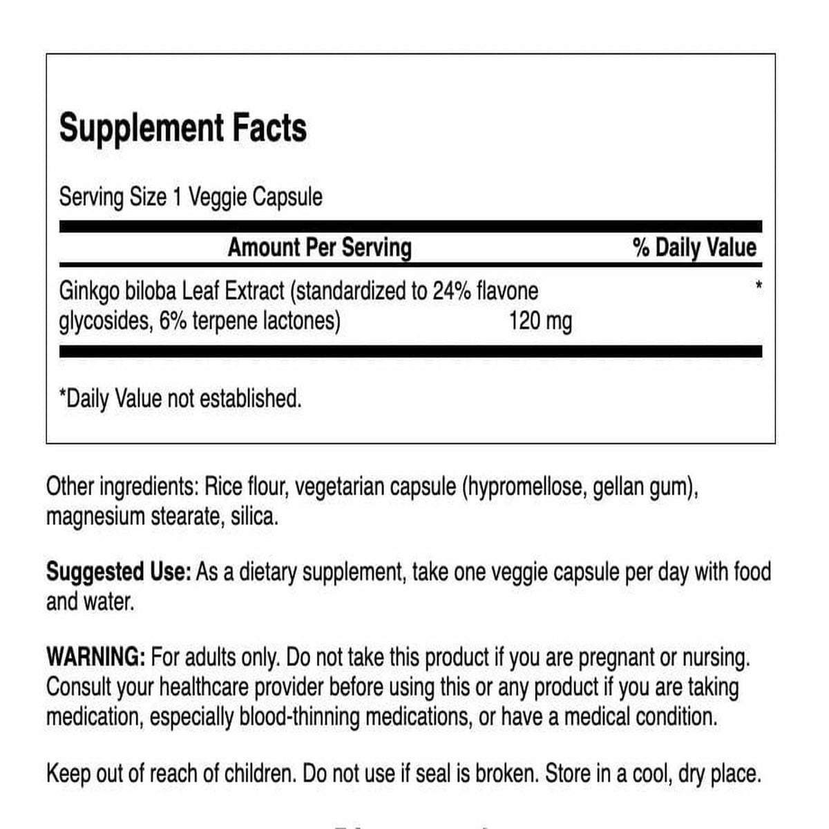 120 mg ginkgo biloba health supplement
