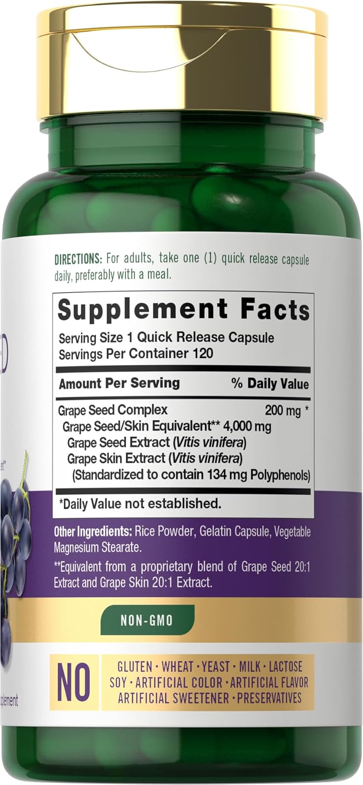 120 quick release grape seed capsules