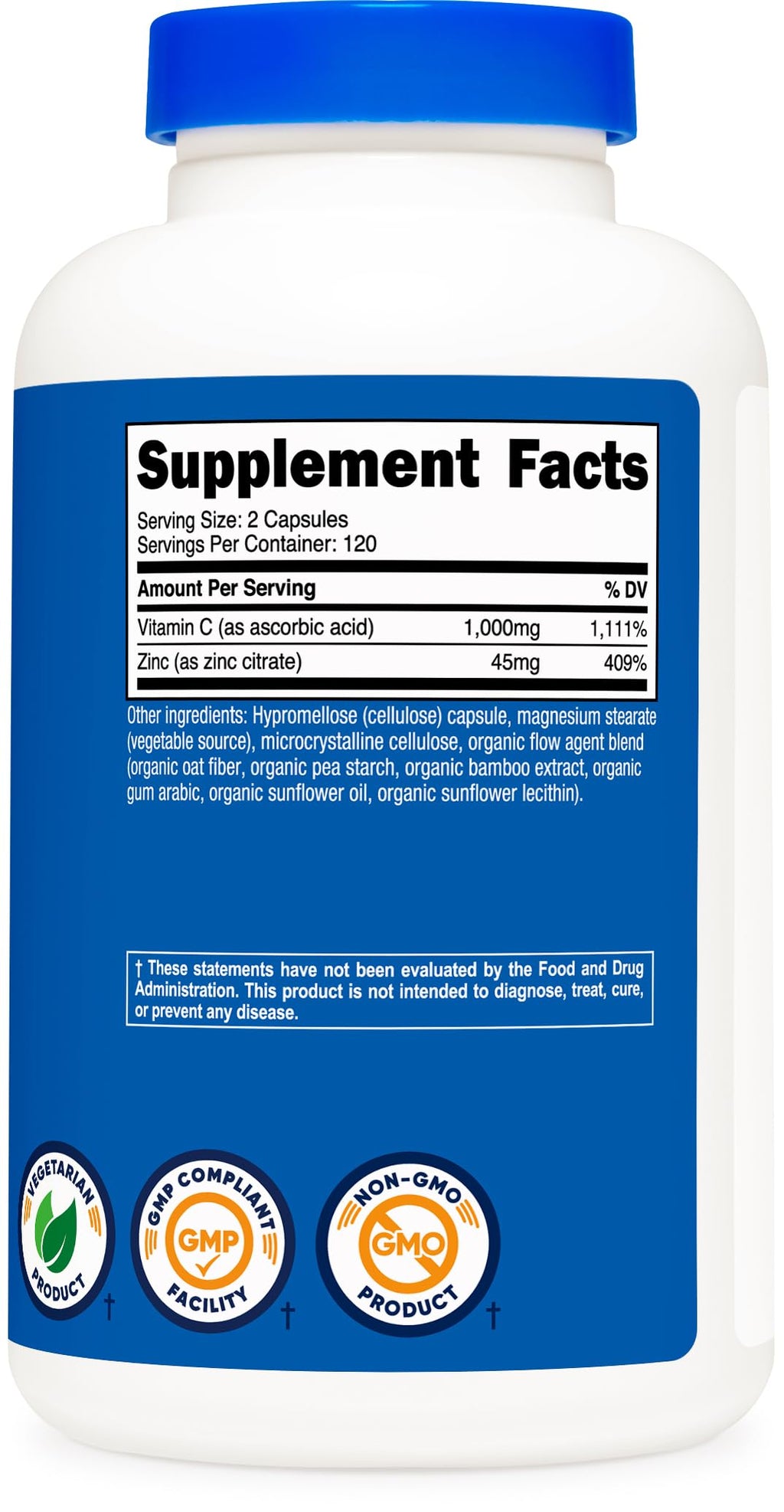 120 servings of zinc capsules