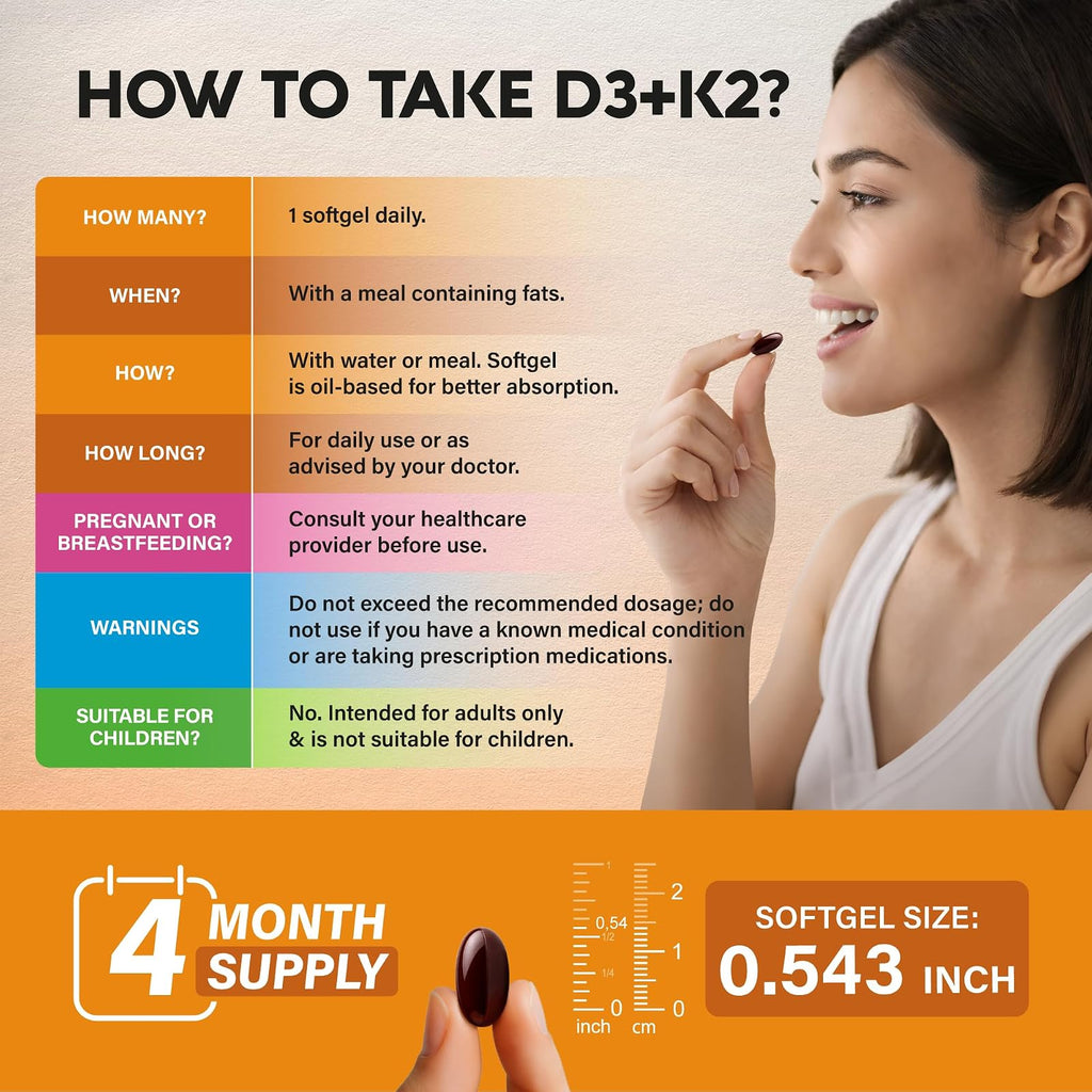 120 softgels of Vitamin D3 K2
