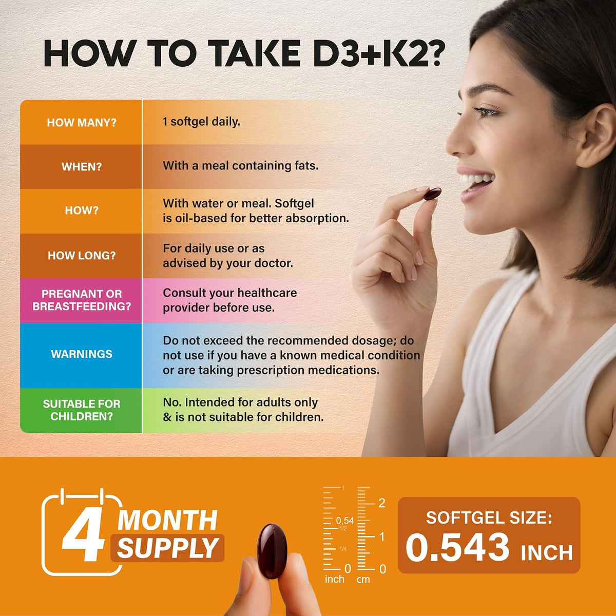 120 softgels of Vitamin D3 K2
