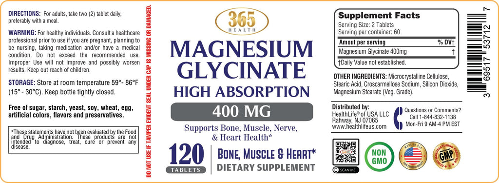 120 tablets of magnesium glycinate