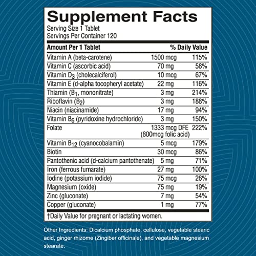 120 tablets of prenatal vitamins support