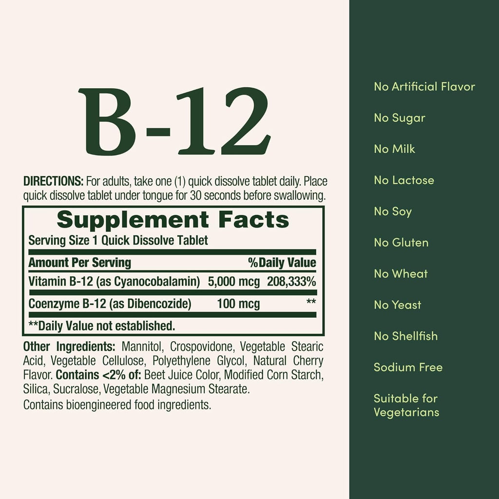 120 tablets of vitamin B12 for daily use