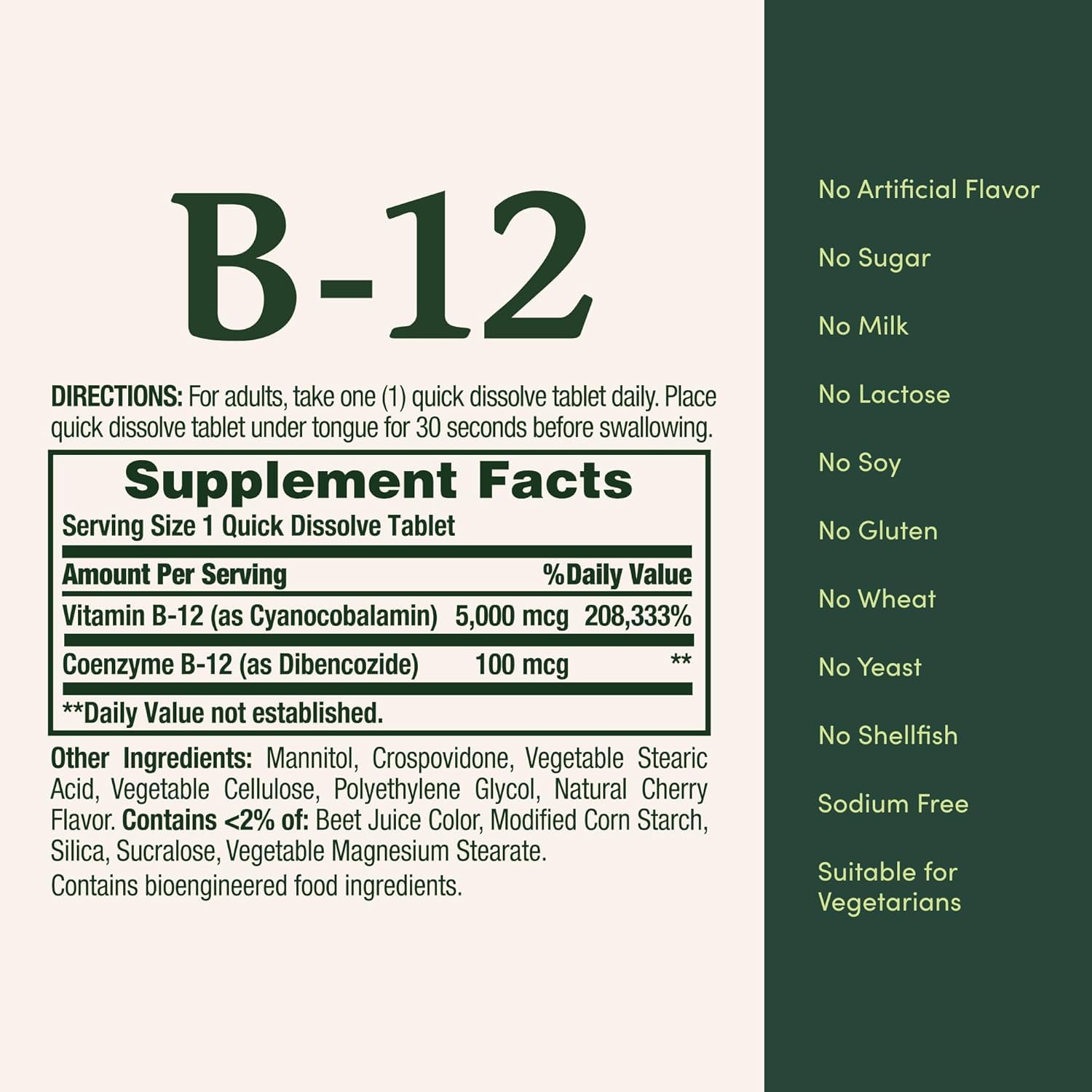 120 tablets of vitamin B12 for daily use