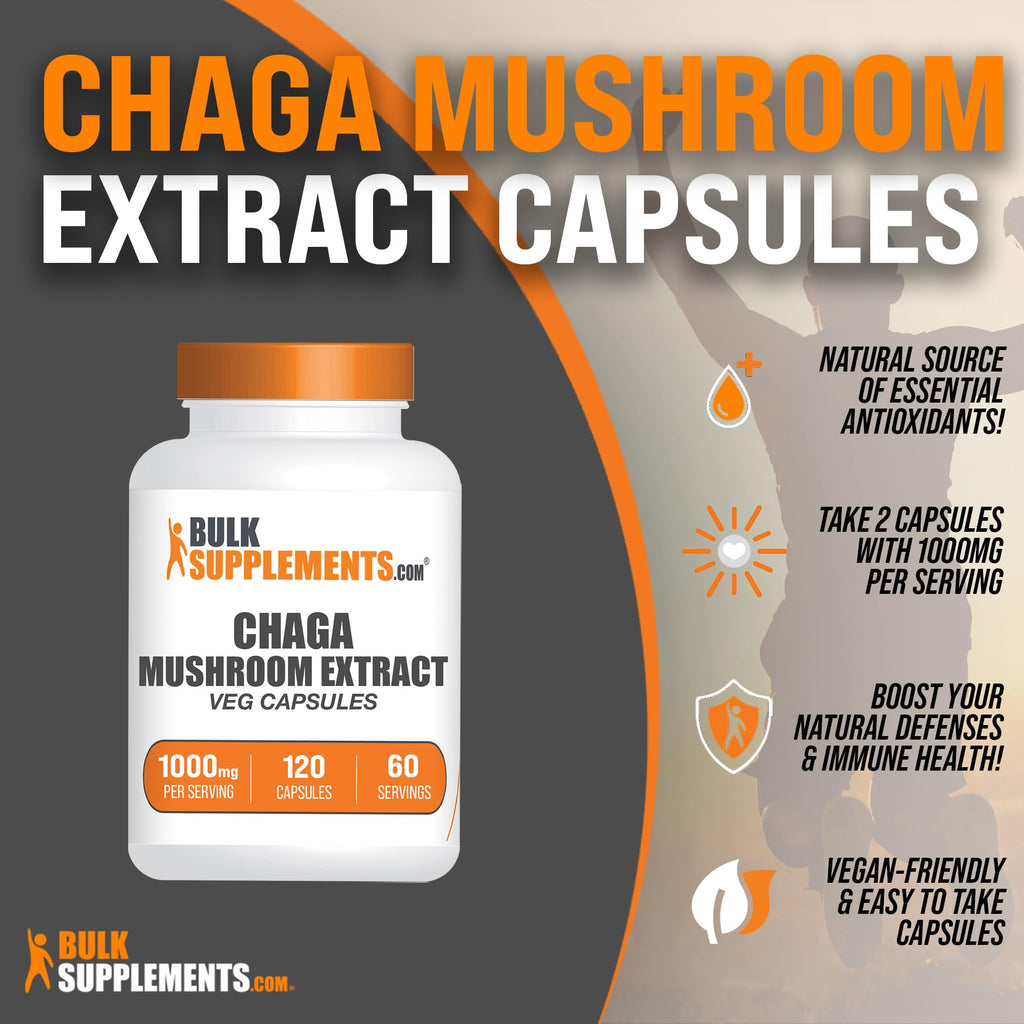 120 vegan capsules of chaga mushrooms