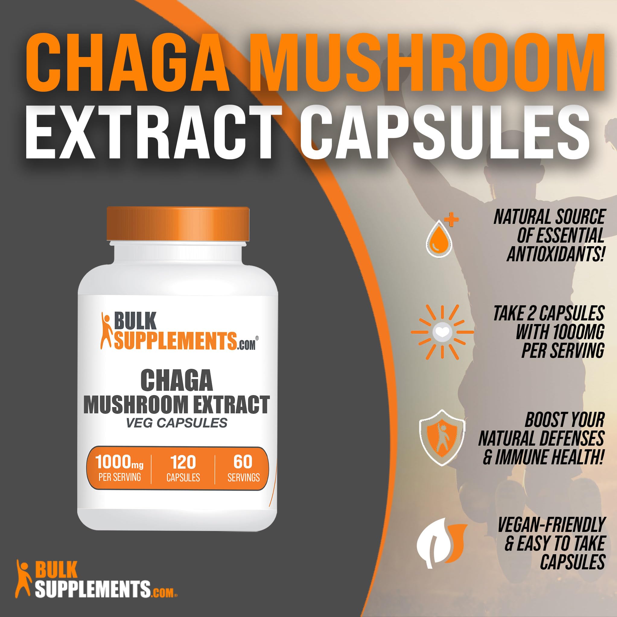 120 vegan capsules of chaga mushrooms