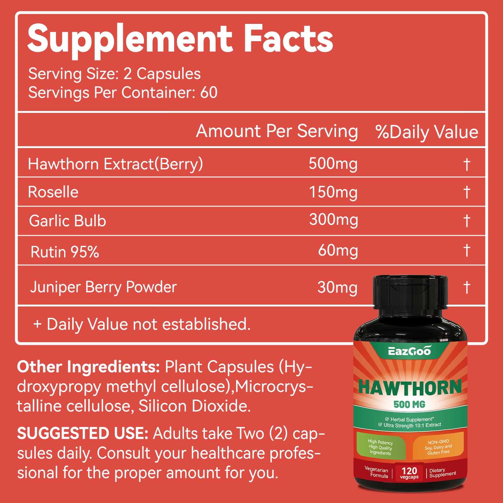 120 vegan hawthorn capsules for energy