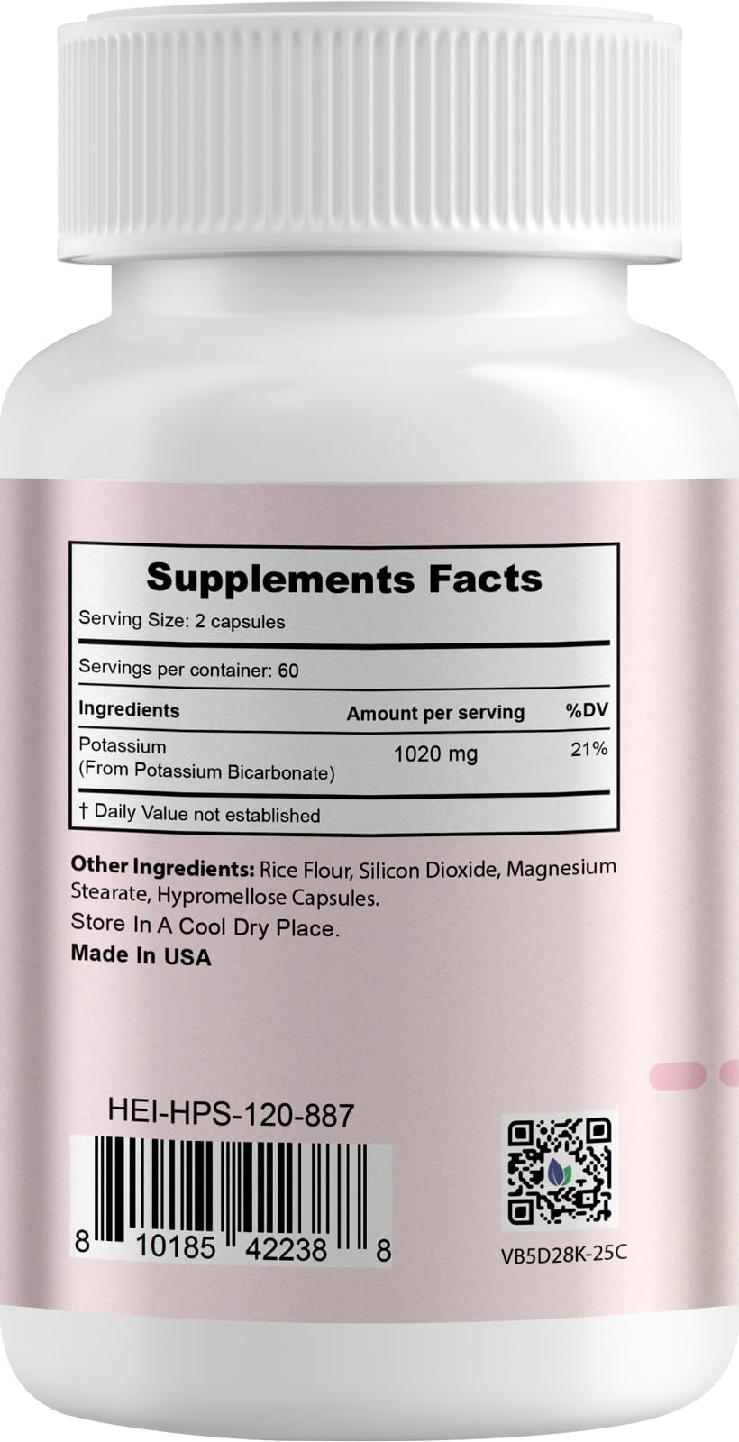 120 vegetarian capsules of potassium