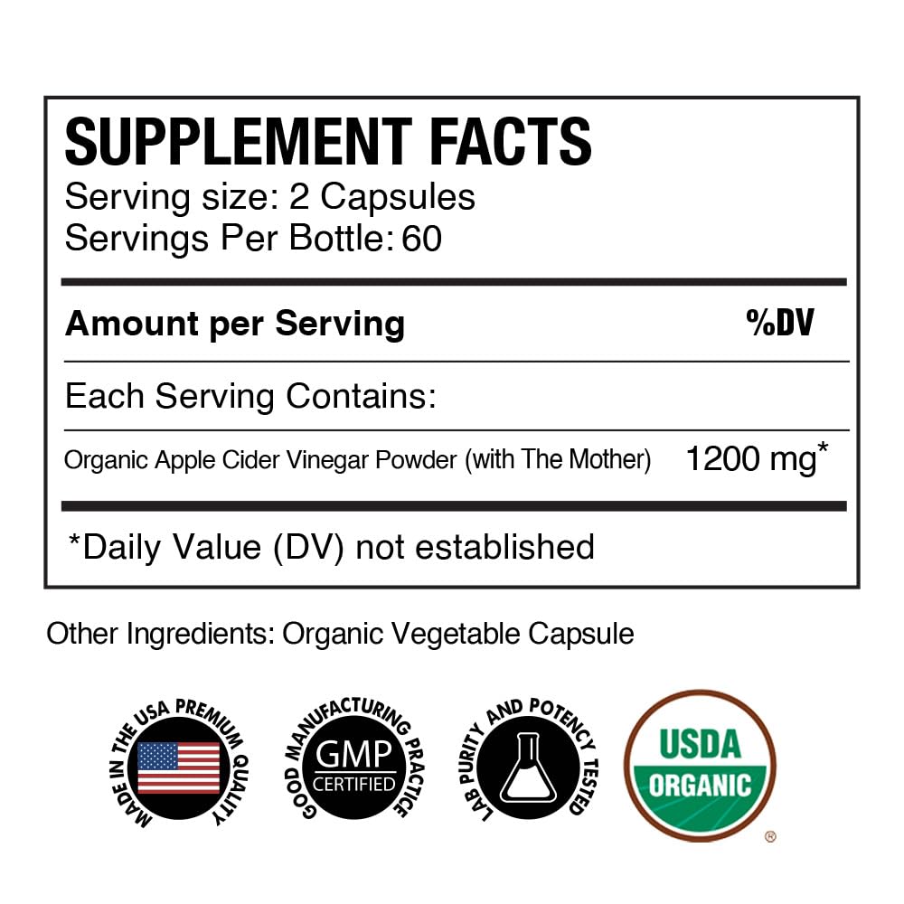 1200 mg apple cider vinegar supplement