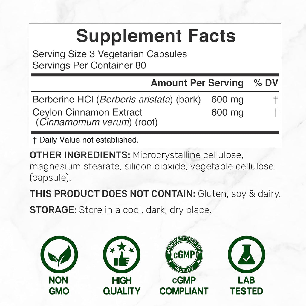 1200 mg Berberine capsules for wellness