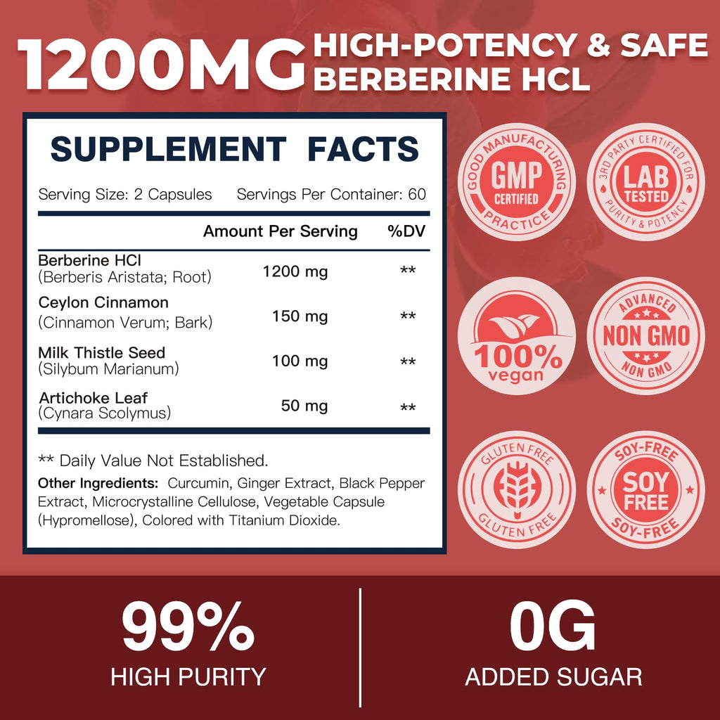 1200 mg Berberine health supplement