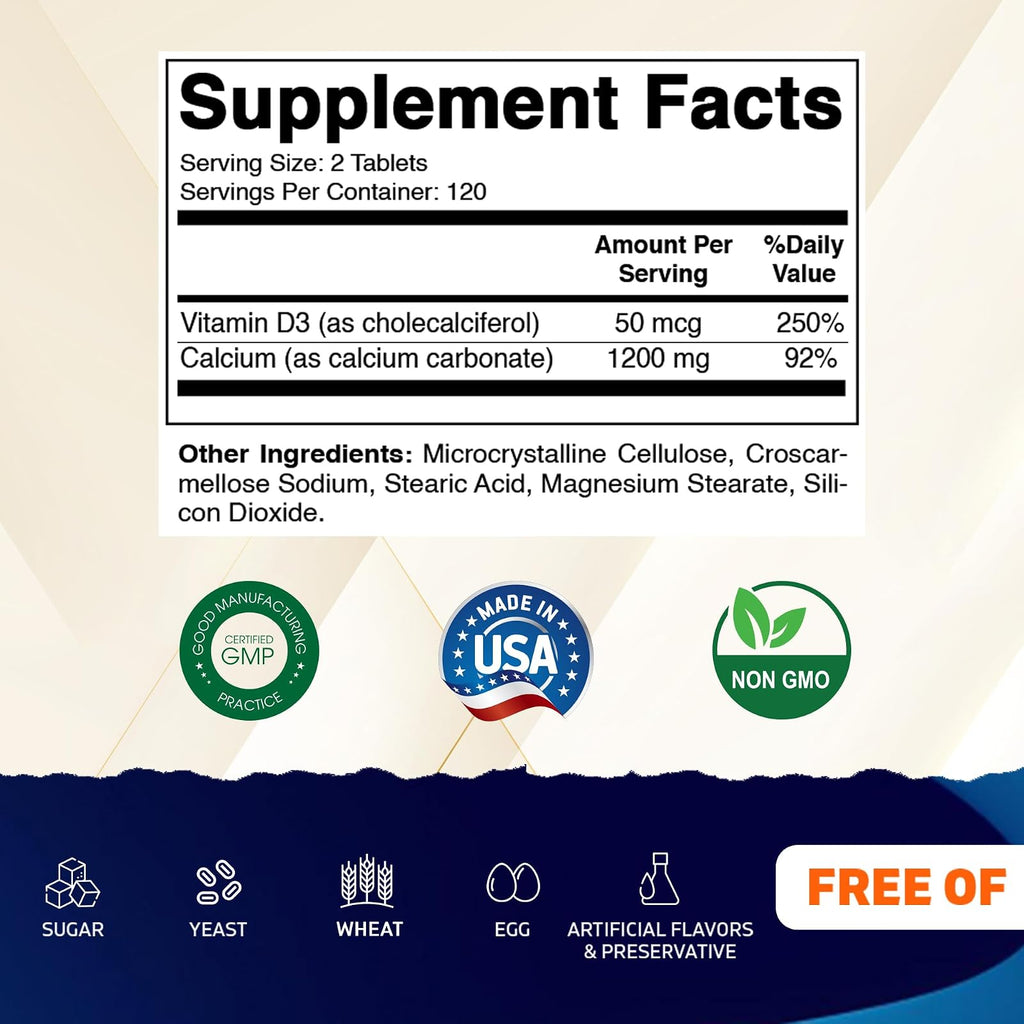 1200 mg calcium carbonate for strong bones