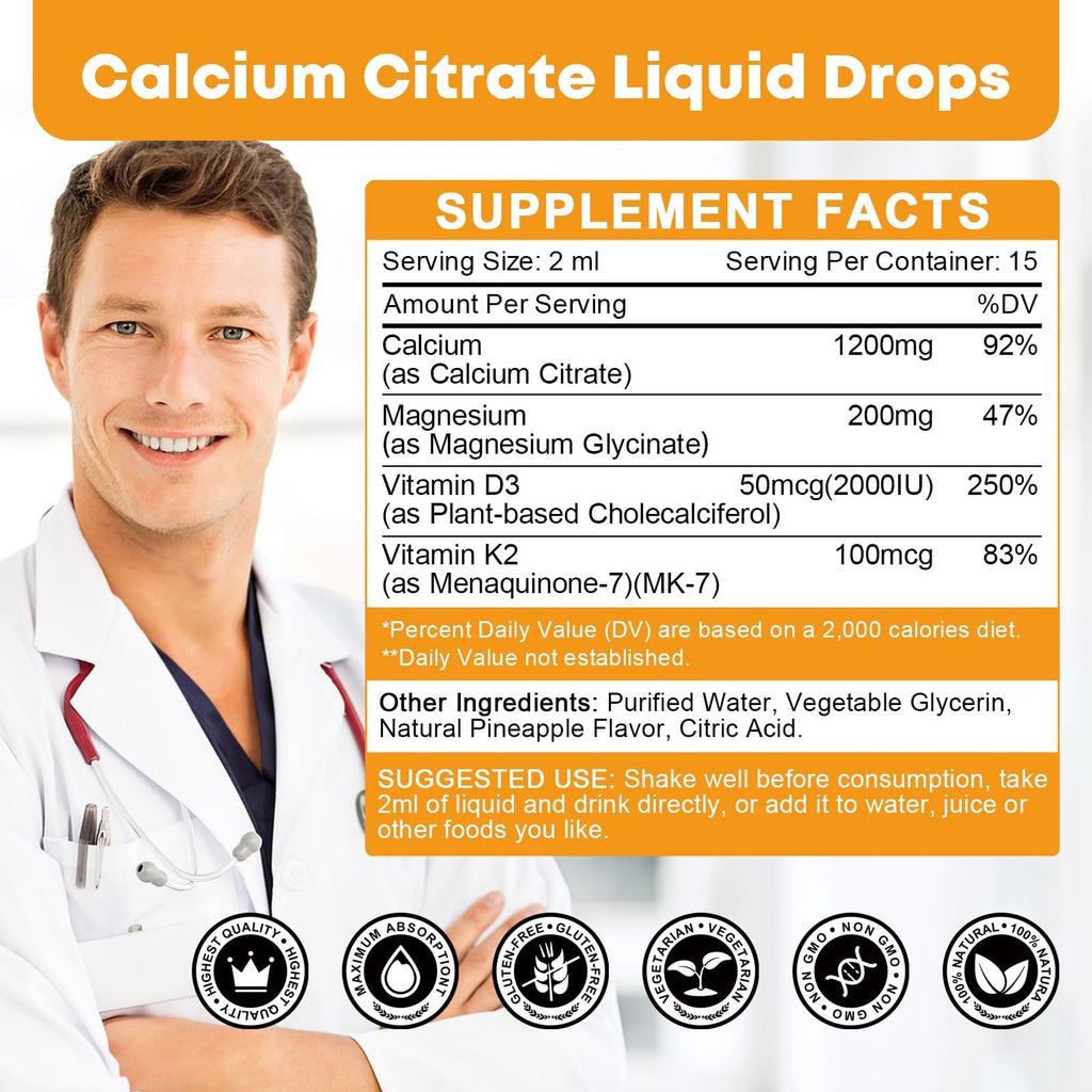 1200 mg calcium citrate liquid supplement