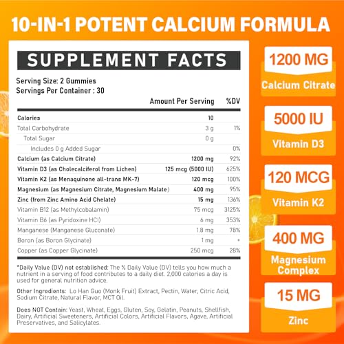 1200 mg calcium citrate supplements