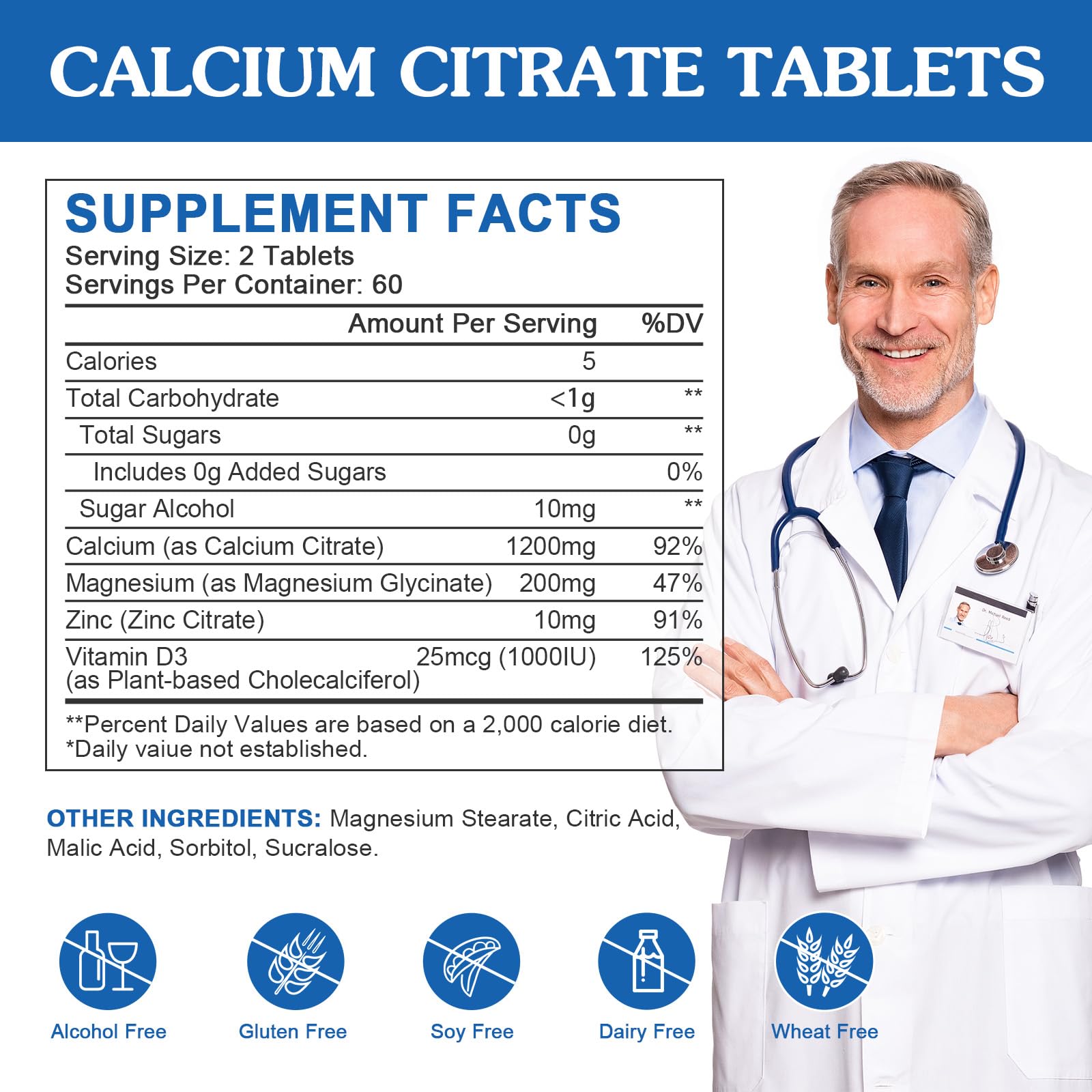 1200 mg calcium citrate tablets for strong bones