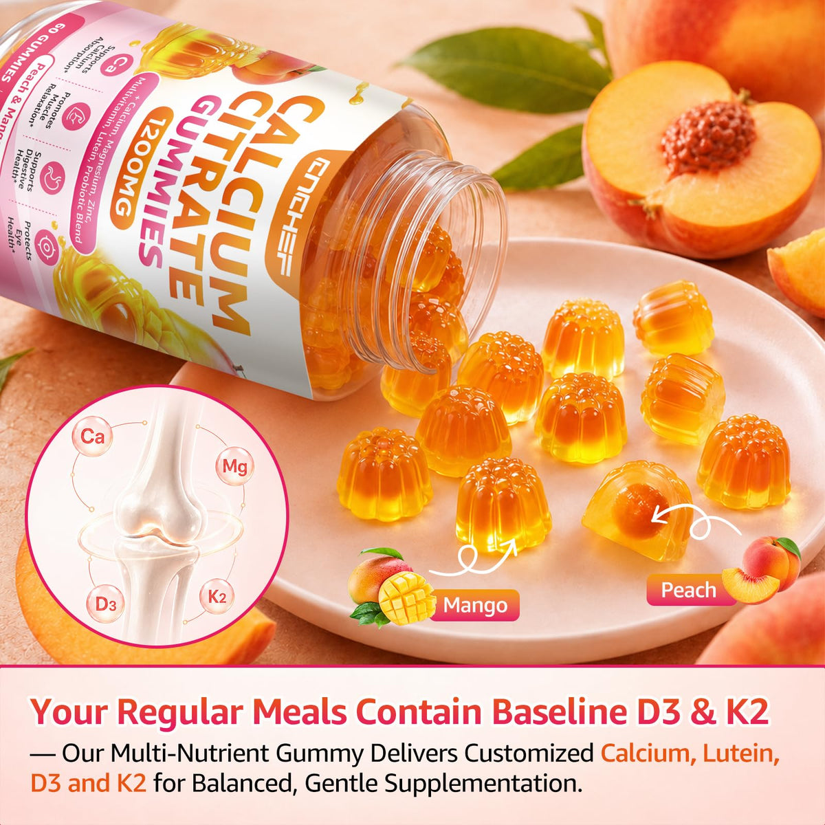 1200 mg calcium gummies for daily health