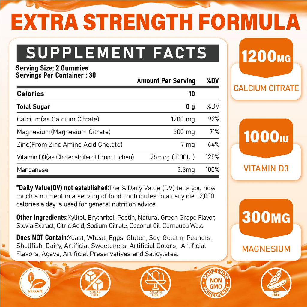 1200 mg calcium gummies for strong bones