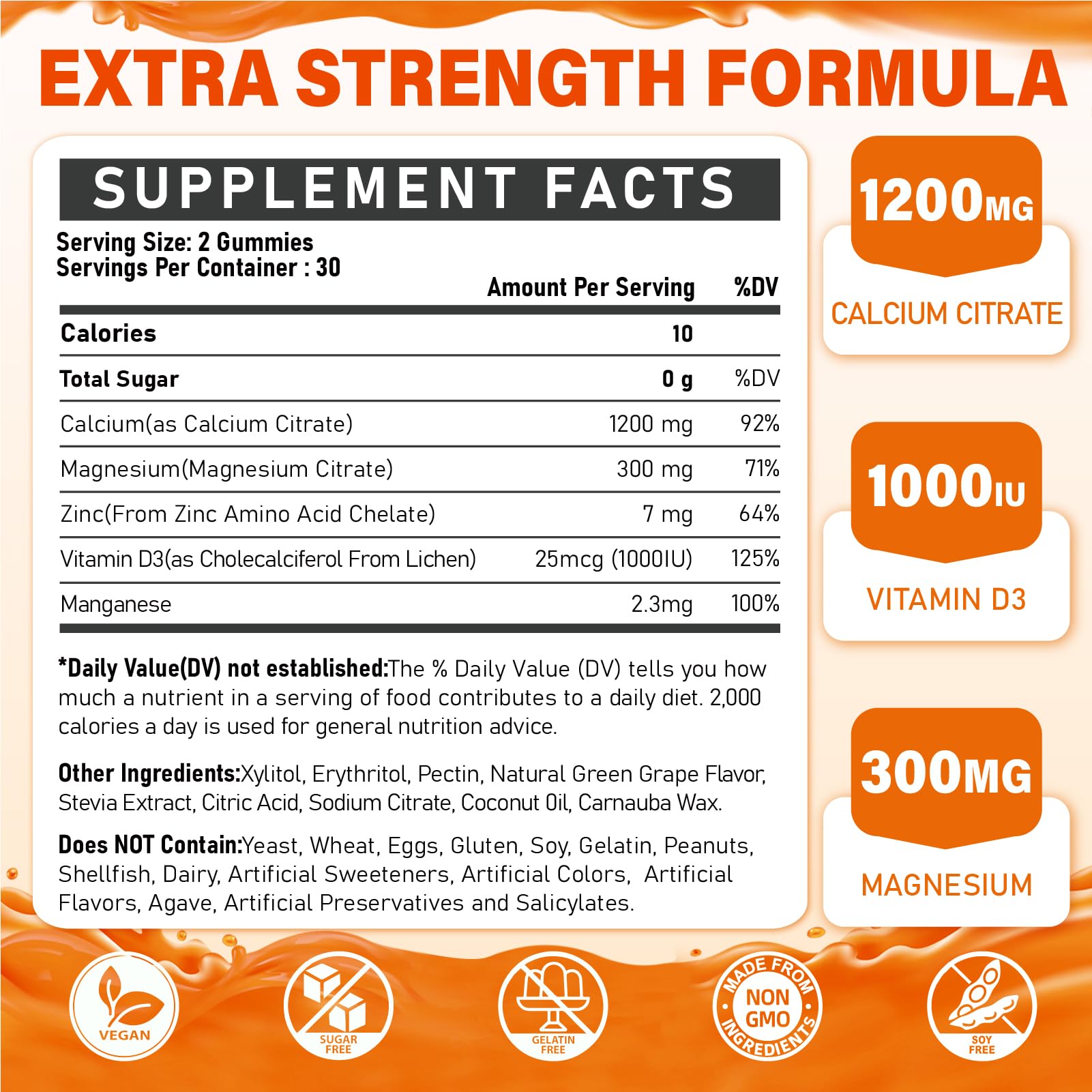 1200 mg calcium gummies for strong bones