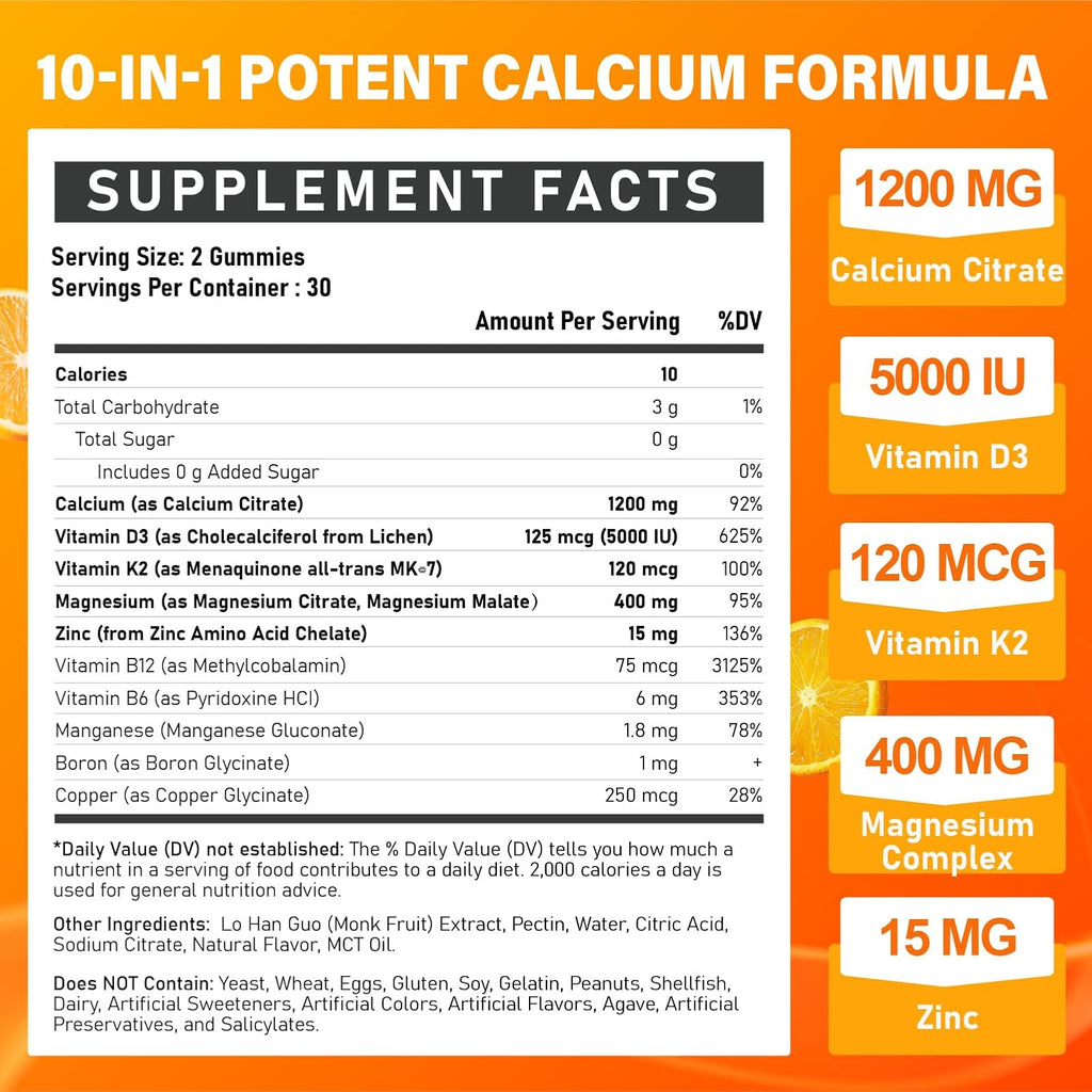 1200 mg calcium supplement for bones