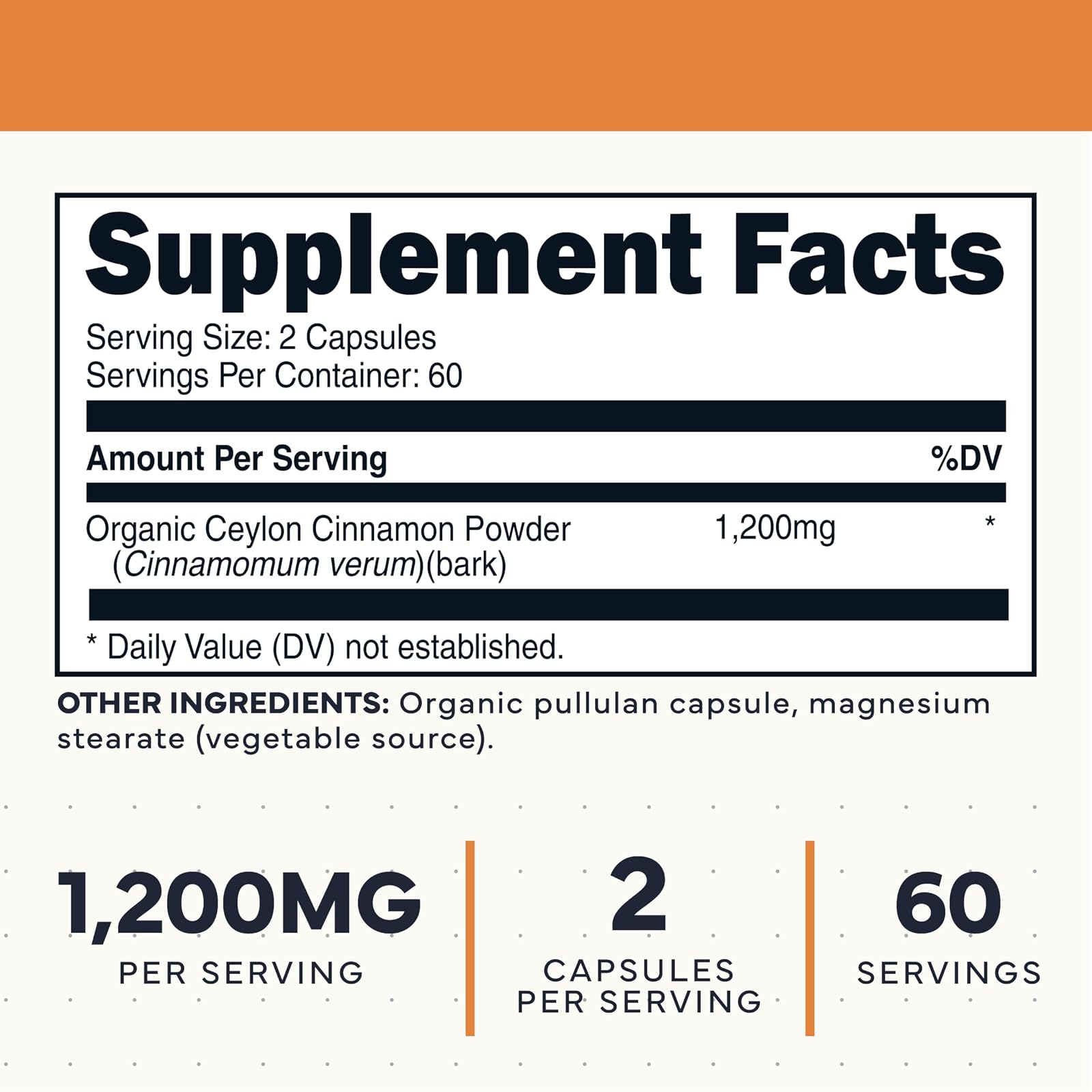 1200 mg Ceylon cinnamon supplement