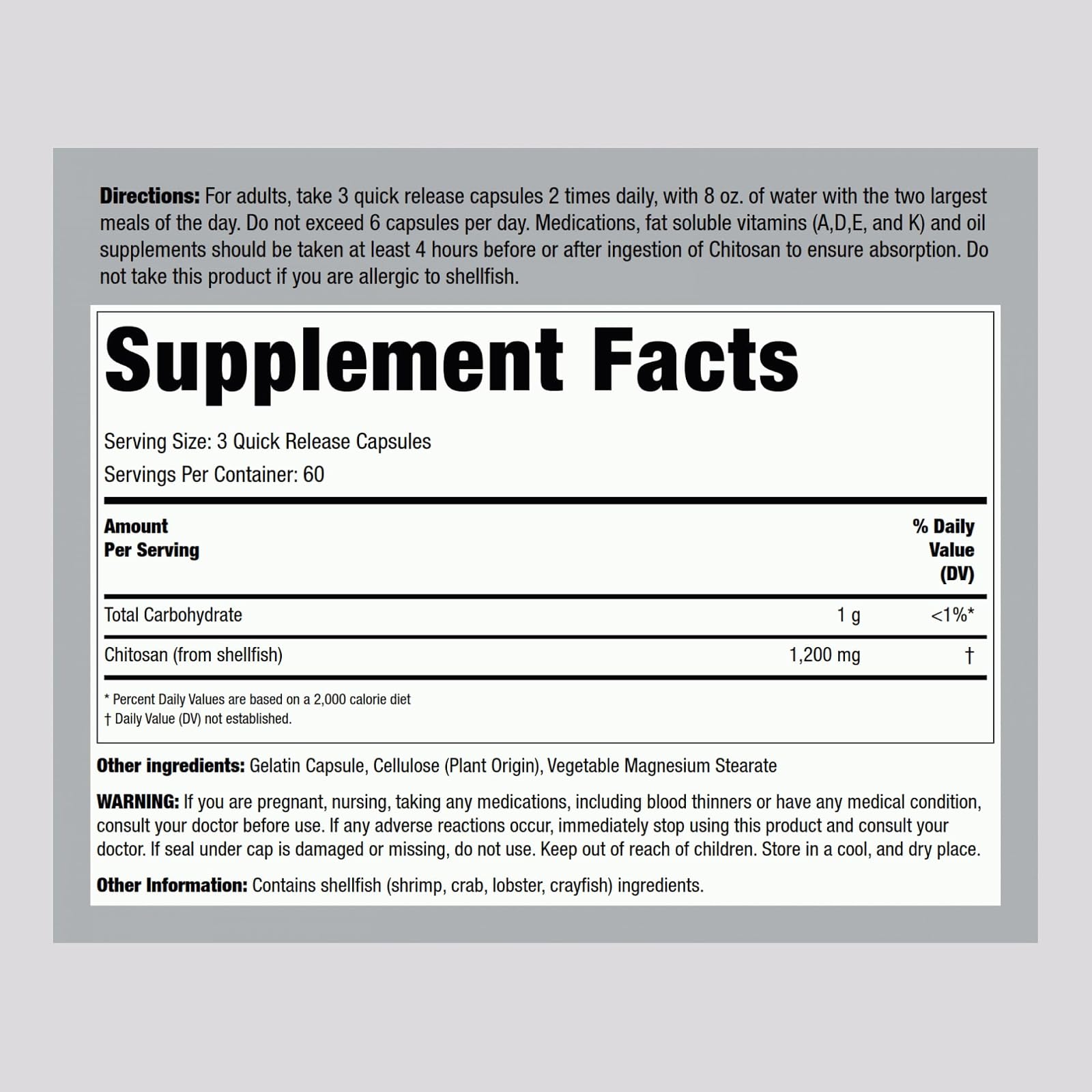 1200 mg chitosan capsules for digestion