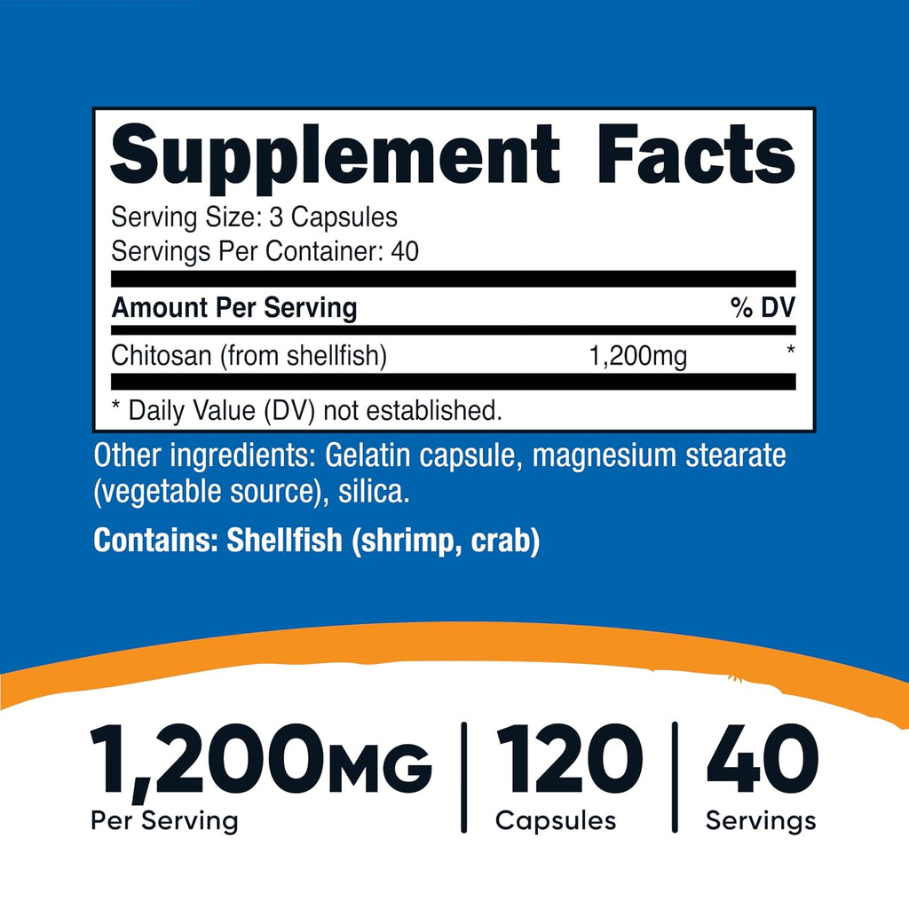 1200 mg Chitosan capsules for digestion