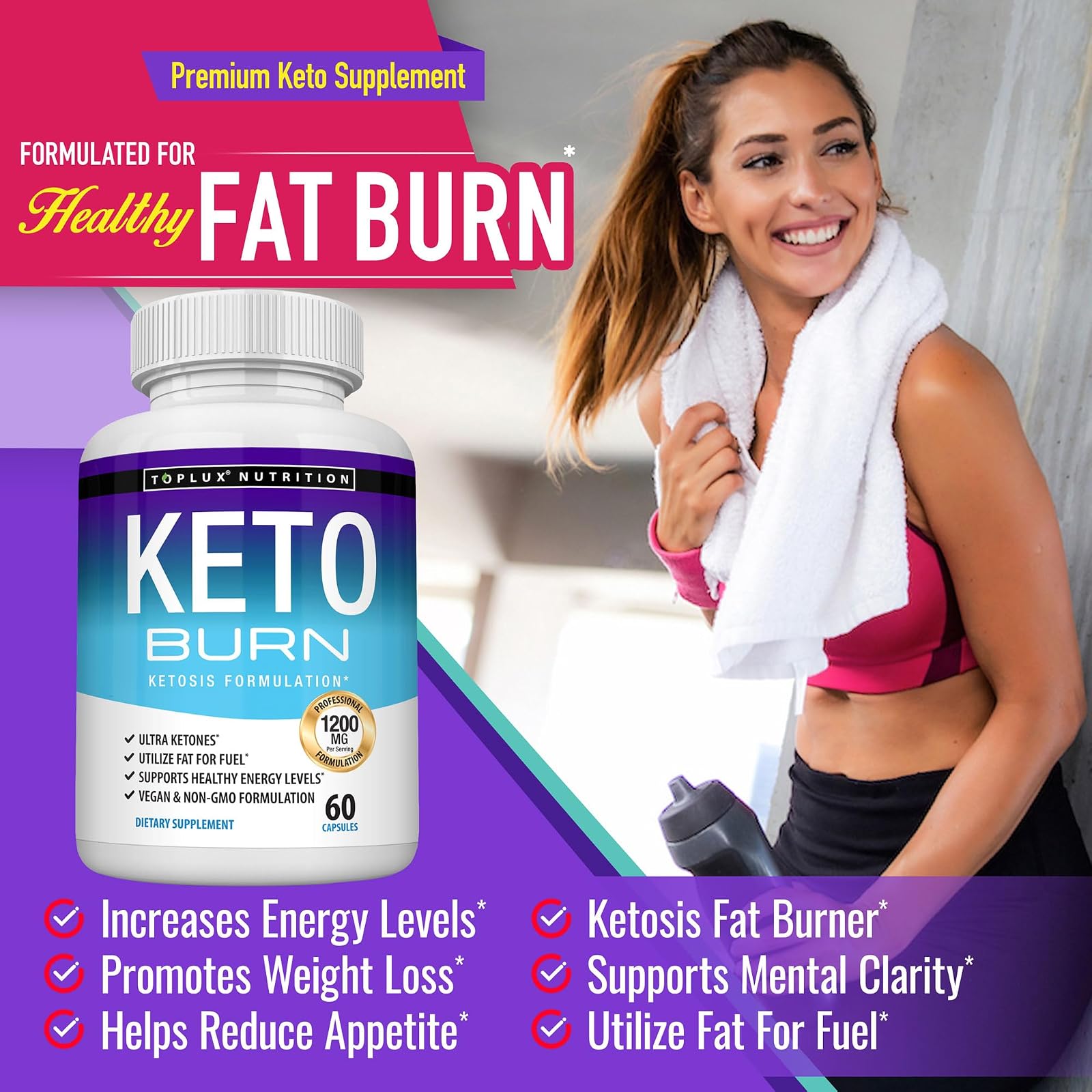 1200 mg Keto Burn capsules for ketosis